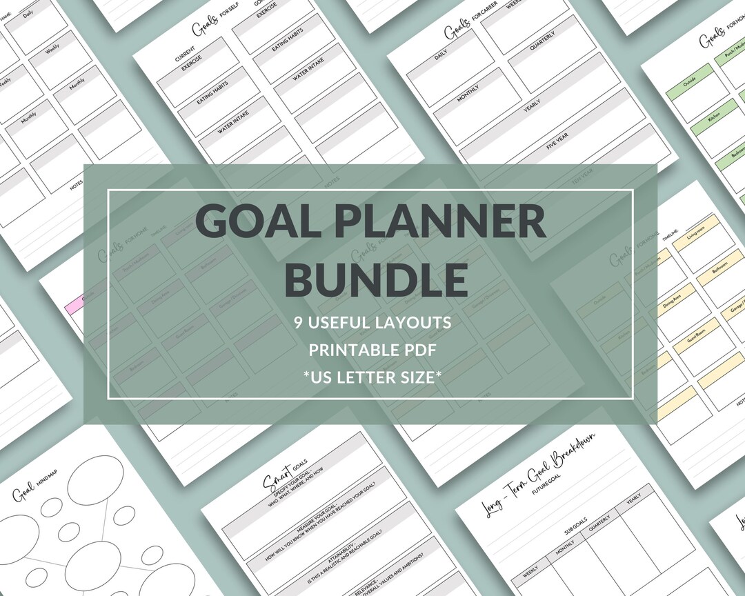 Goal Planner Printable PDF Bundle - Set Smart & Long Term Goals ...