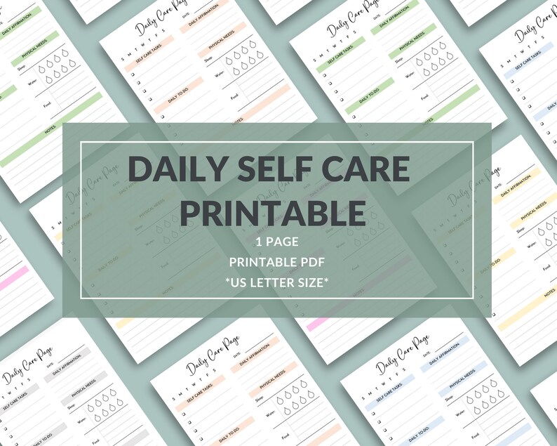 Daily Self Care Printable Page Pdf Self Care Printable Water Intake