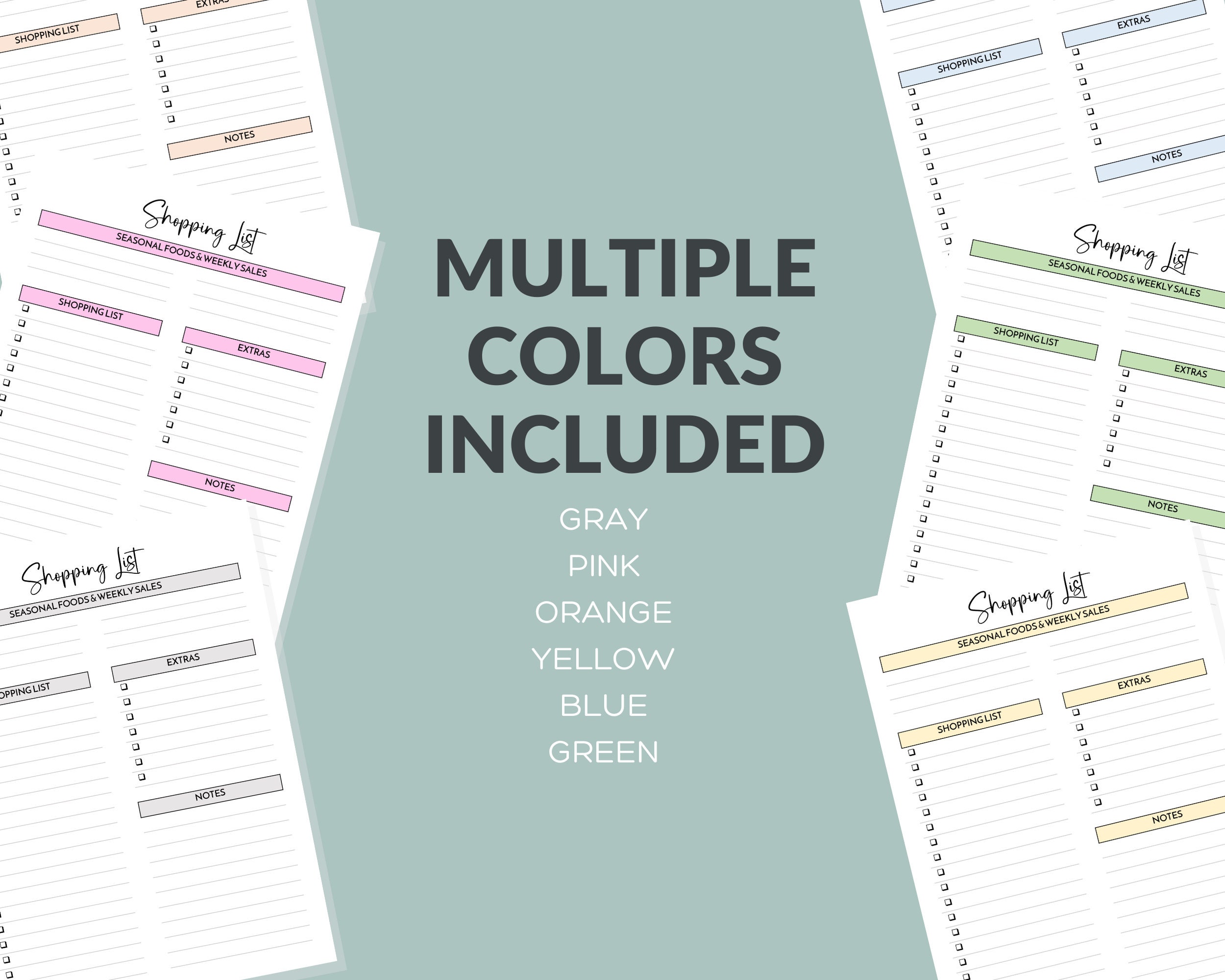 Grocery / Shopping List Printable PDF Two Unique Layouts Sale Shopping ...