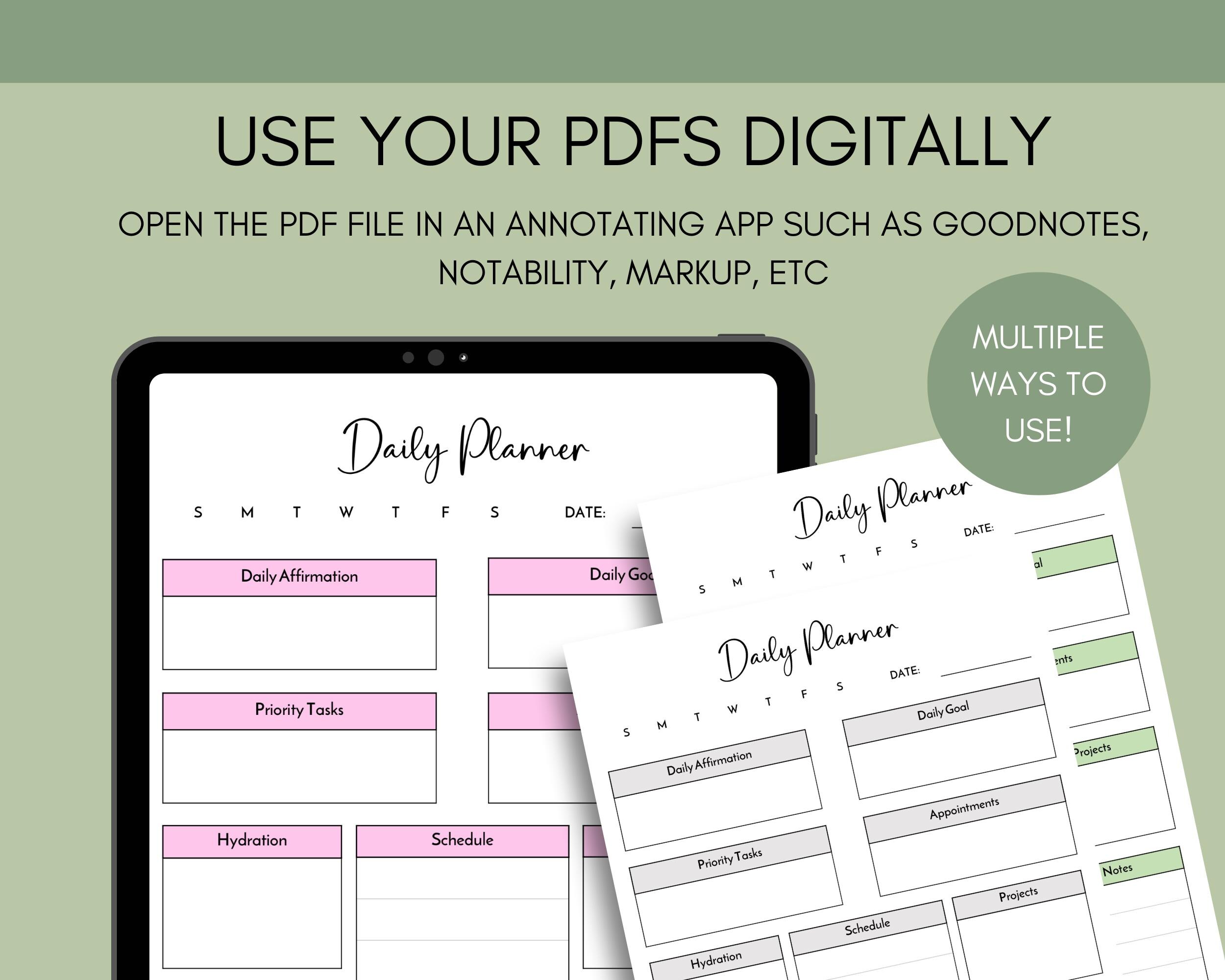 Simple Printable Daily Planner, PDF Bundle - 3 Unique Daily Layouts ...