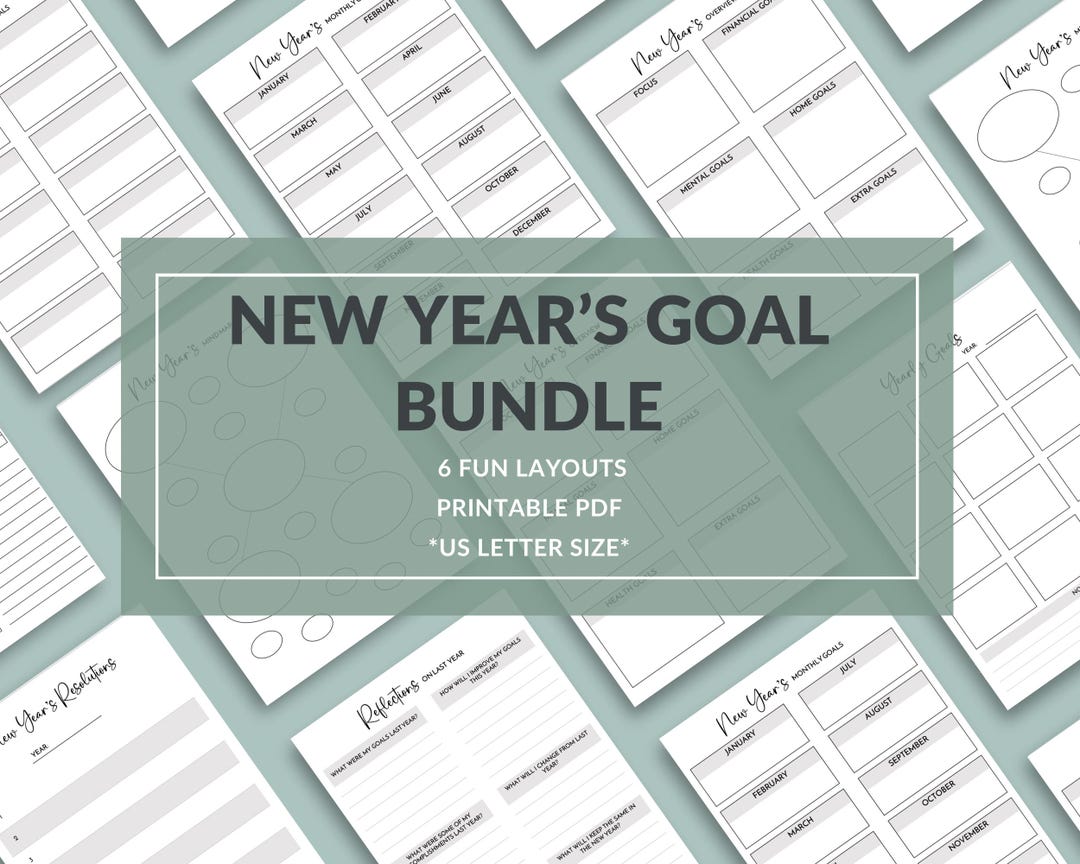 New Year's Goal Planner Printable PDF Bundle - Undated - Life ...