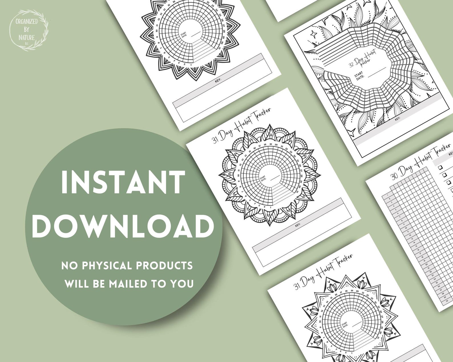 Habit Trackers Printable PDF Bundle - Weekly and Monthly - Circle Habit ...