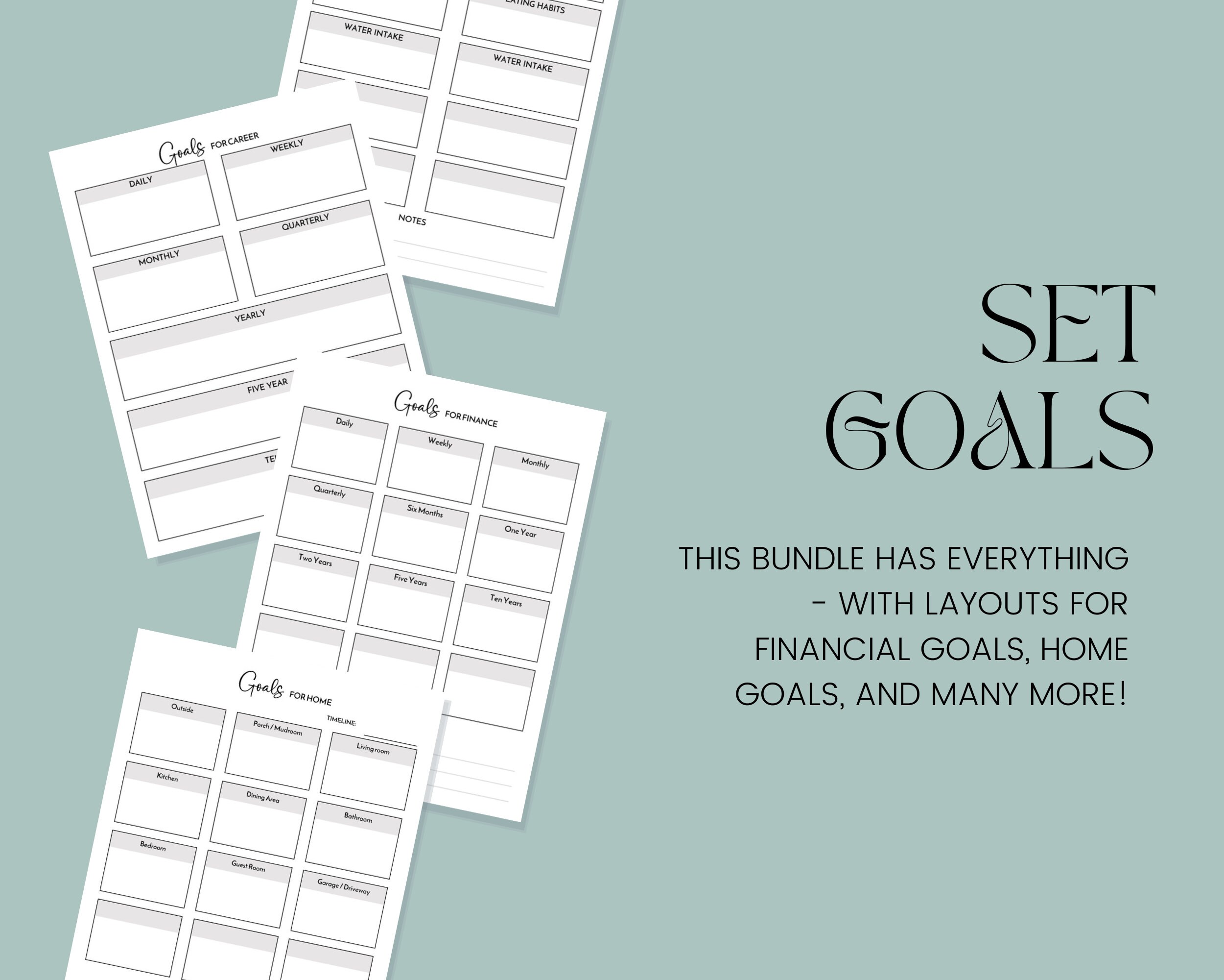 Goal Planner Printable PDF Bundle - Set Smart & Long Term Goals ...