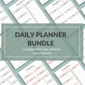 Simple Printable Daily Planner, PDF Bundle - 3 Unique Daily Layouts ...