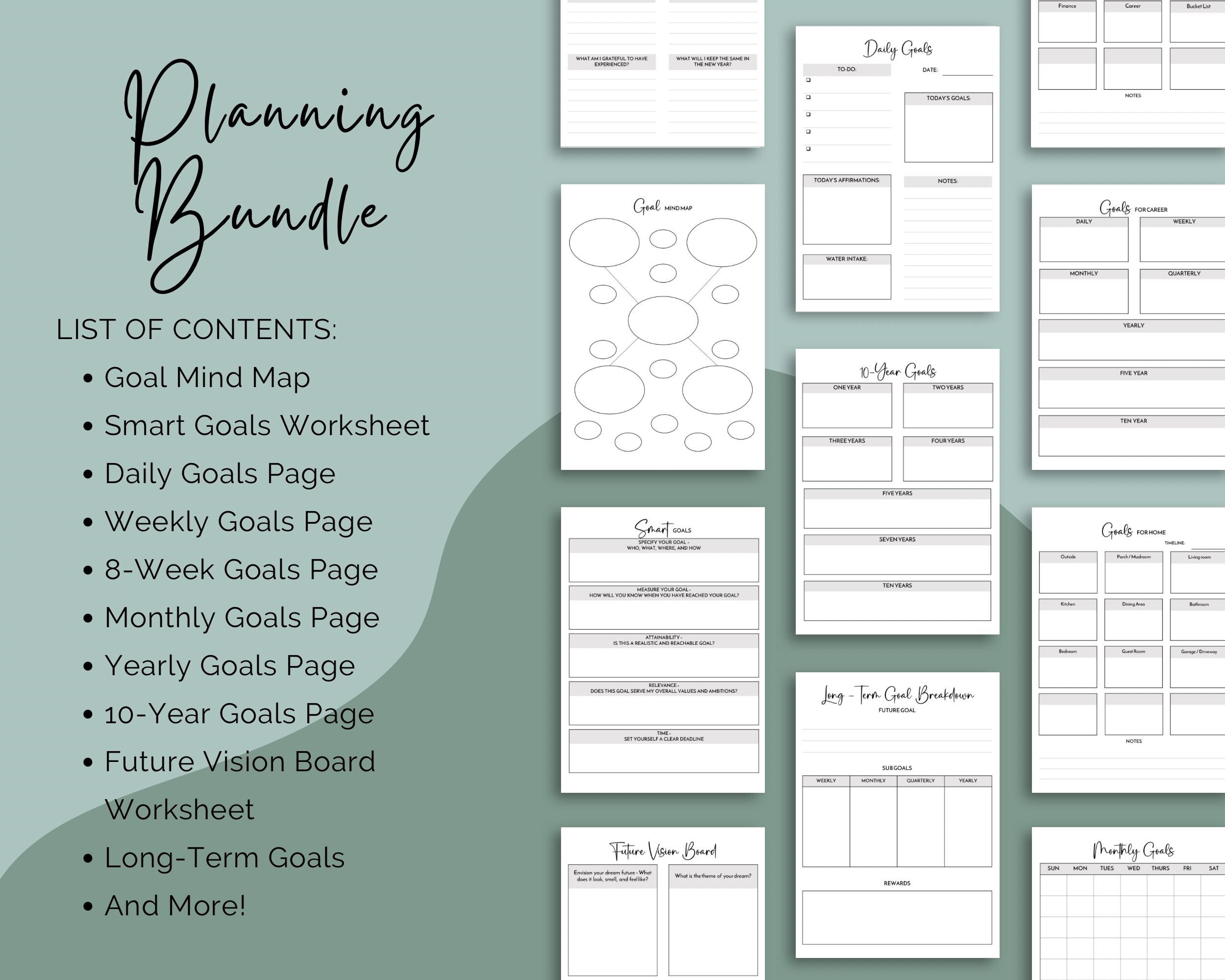 Ultimate Goal Planner Printable PDF Bundle - Career, Home Goals, More ...