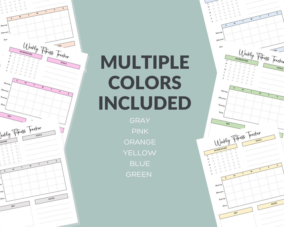 Fitness Printable PDF Bundle - Exercise Trackers - Body Size ...