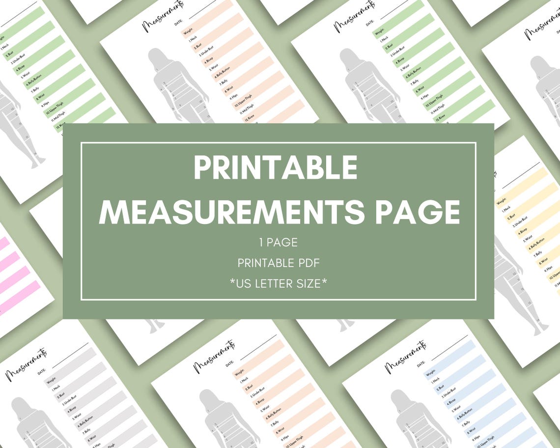 Common Body Measurements Printable PDF - Great for Fitness, Sewing ...