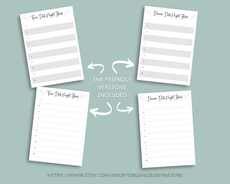 Date Night Planner for Couples Printable PDF - Date Budget, Plans ...