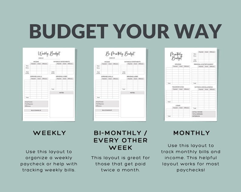 Mini Budget Planner Bundle Printable PDF - Weekly - Biweekly ...