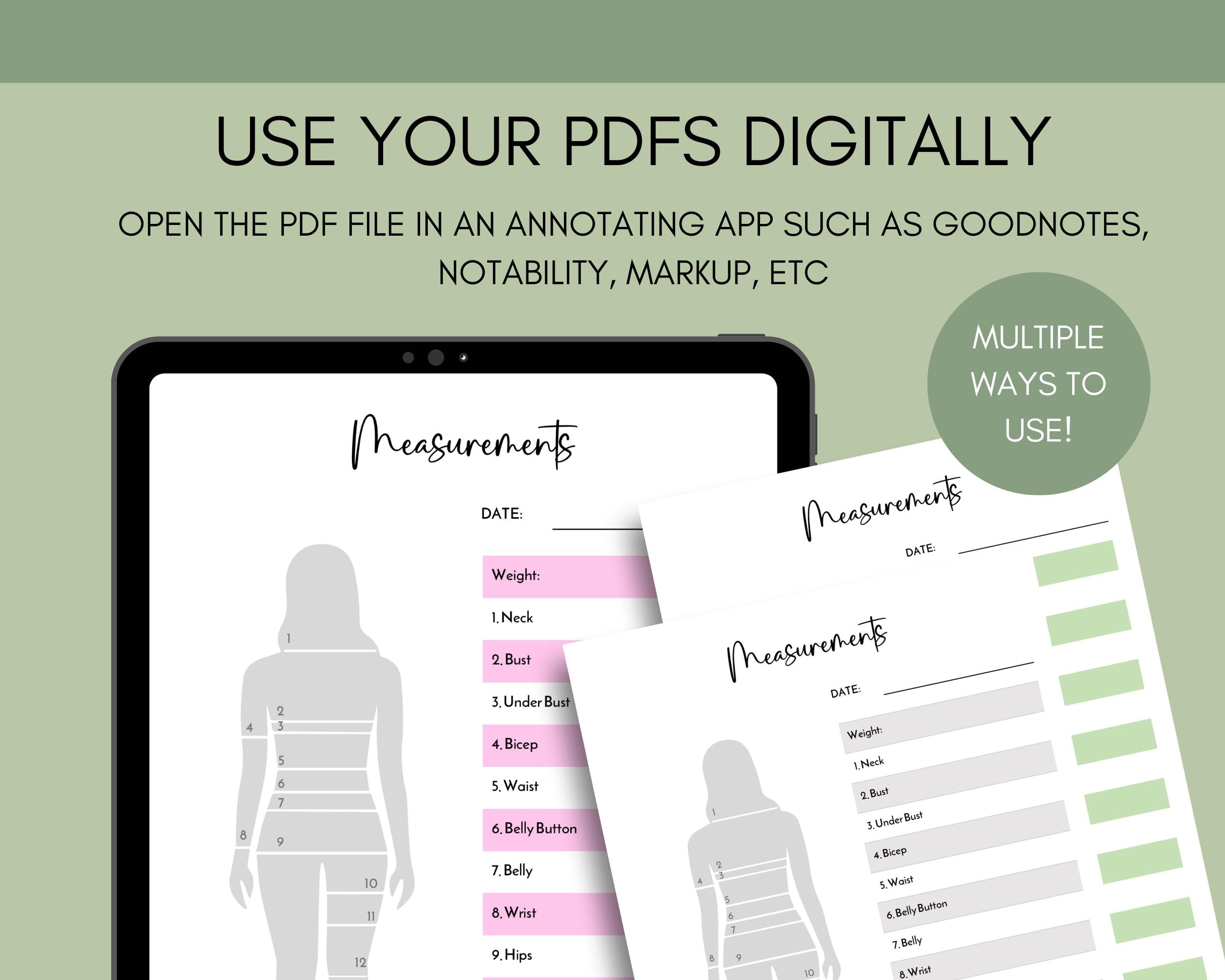 Common Body Measurements Printable PDF - Great for Fitness, Sewing ...