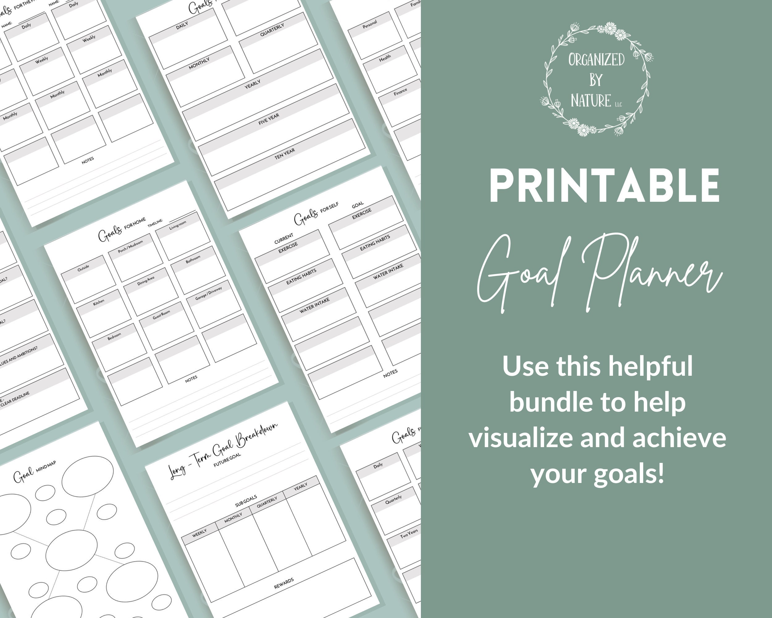 Goal Planner Printable PDF Bundle - Set Smart & Long Term Goals ...