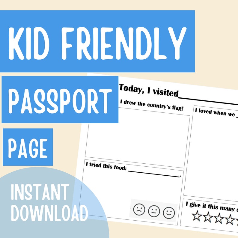 Kid Friendly Passport Page - Etsy