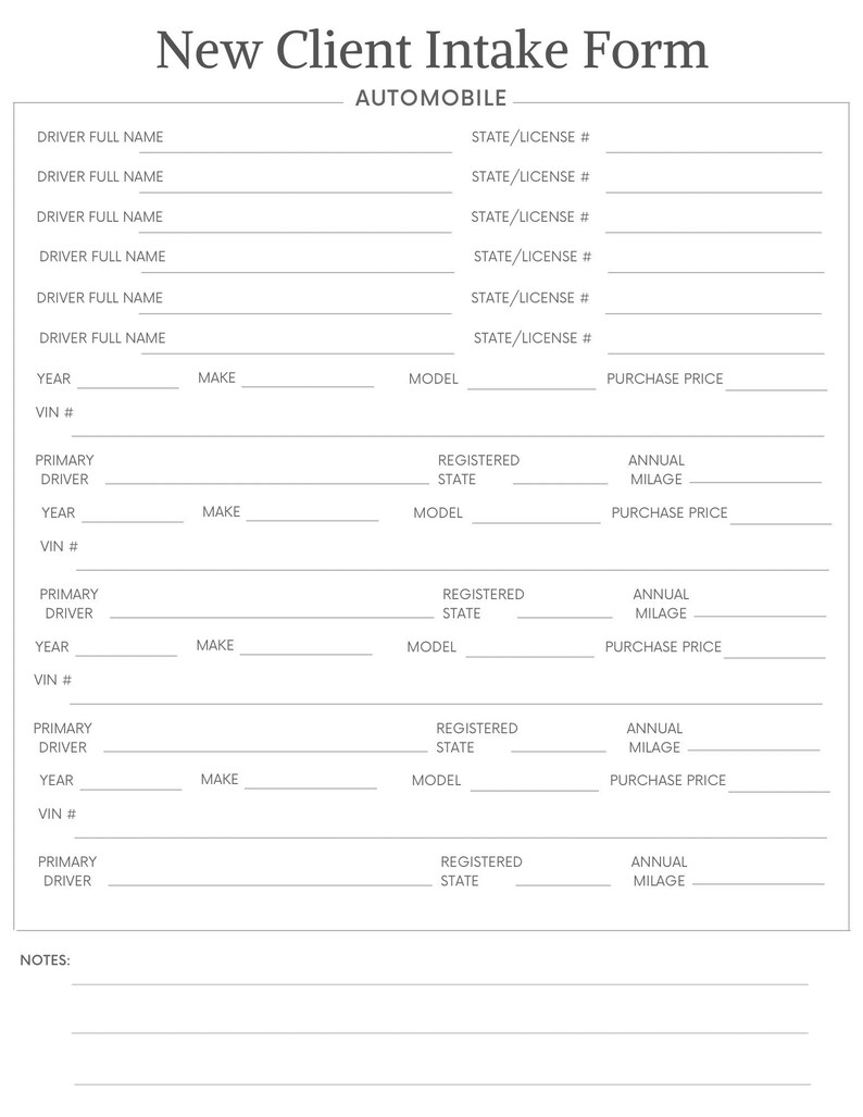Insurance Intake Form Bundle: Customizable Client Forms (PDF Template ...