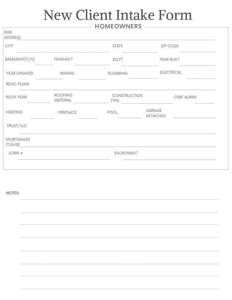 Insurance Intake Form Bundle: Customizable Client Forms (PDF Template ...