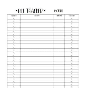 Bill Tracker PDF Download - Etsy