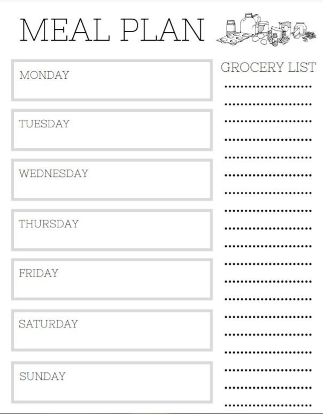 Meal Plan PDF Download - Etsy
