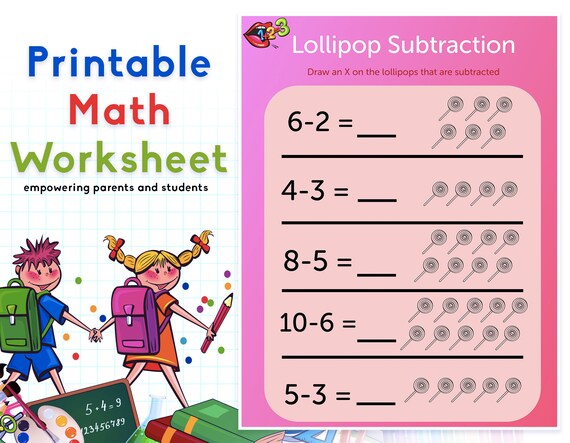 Printable Math Worksheet Subtraction Learning Activity | Etsy