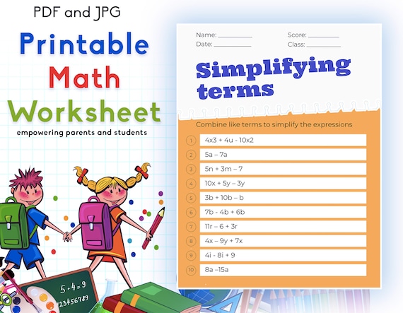 Printable Math Worksheet Simplifying Numbers Worksheet - Etsy