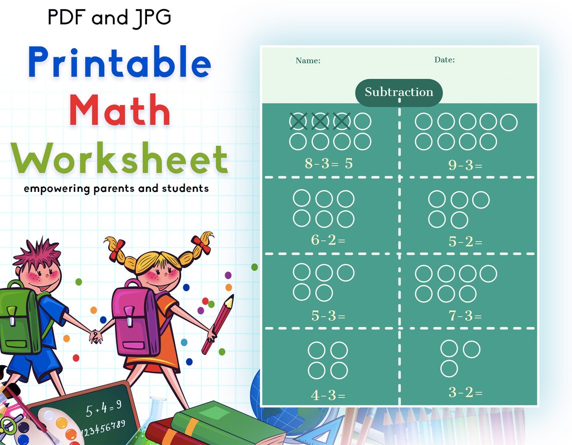 Printable Math Worksheet | Subtraction Worksheet | Learning Activity ...