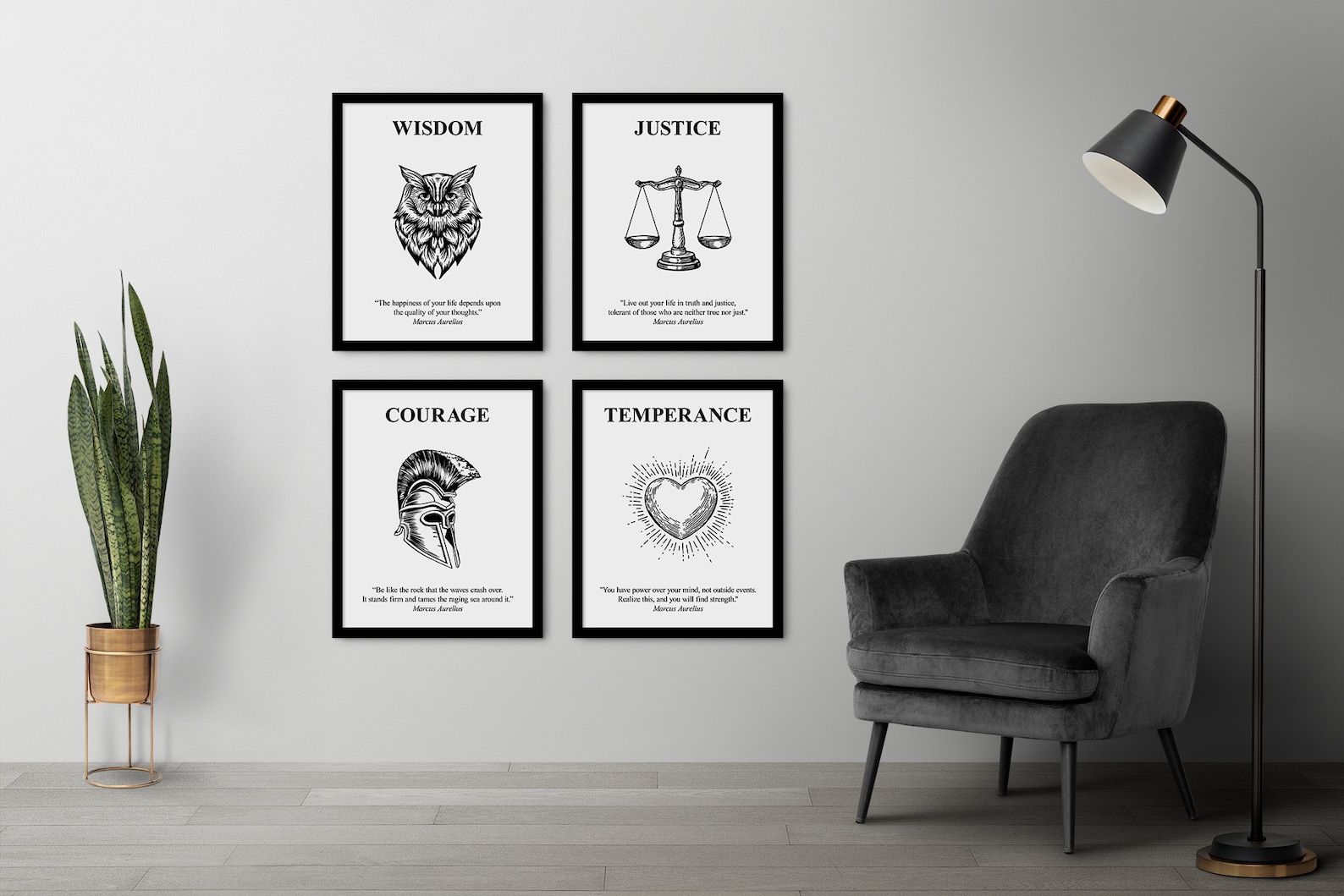 Stoic Cardinal Virtues Poster Prints Marcus Aurelius Posters - Etsy