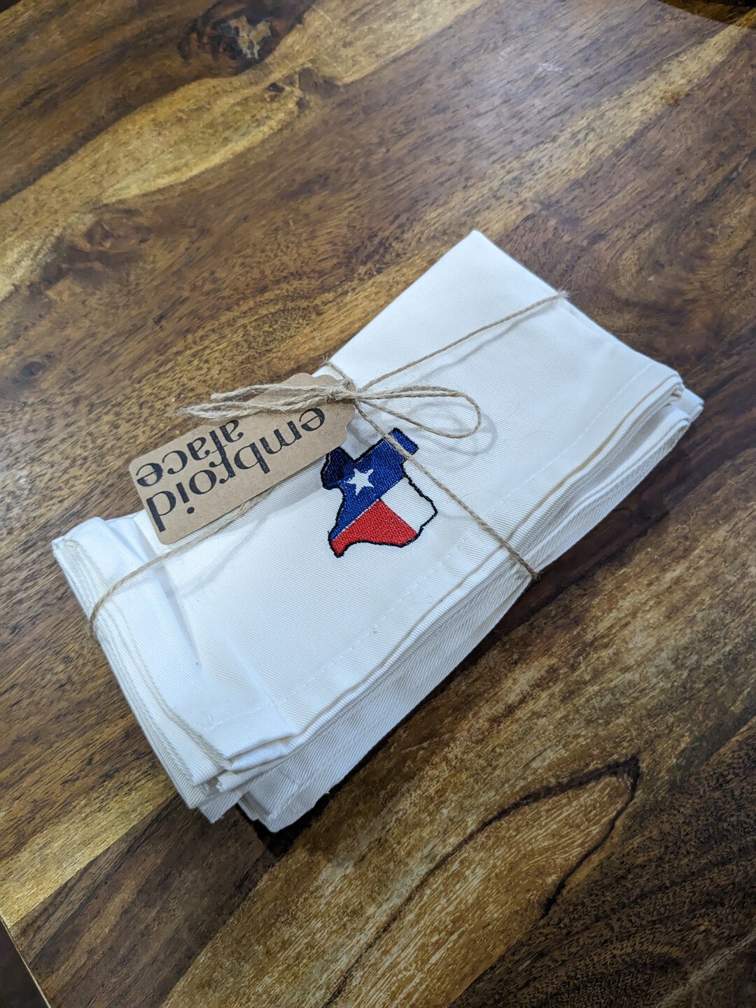 Embroidered Texas Flag, SET OF 4 Cloth Napkins, Texas Themed Napkins ...