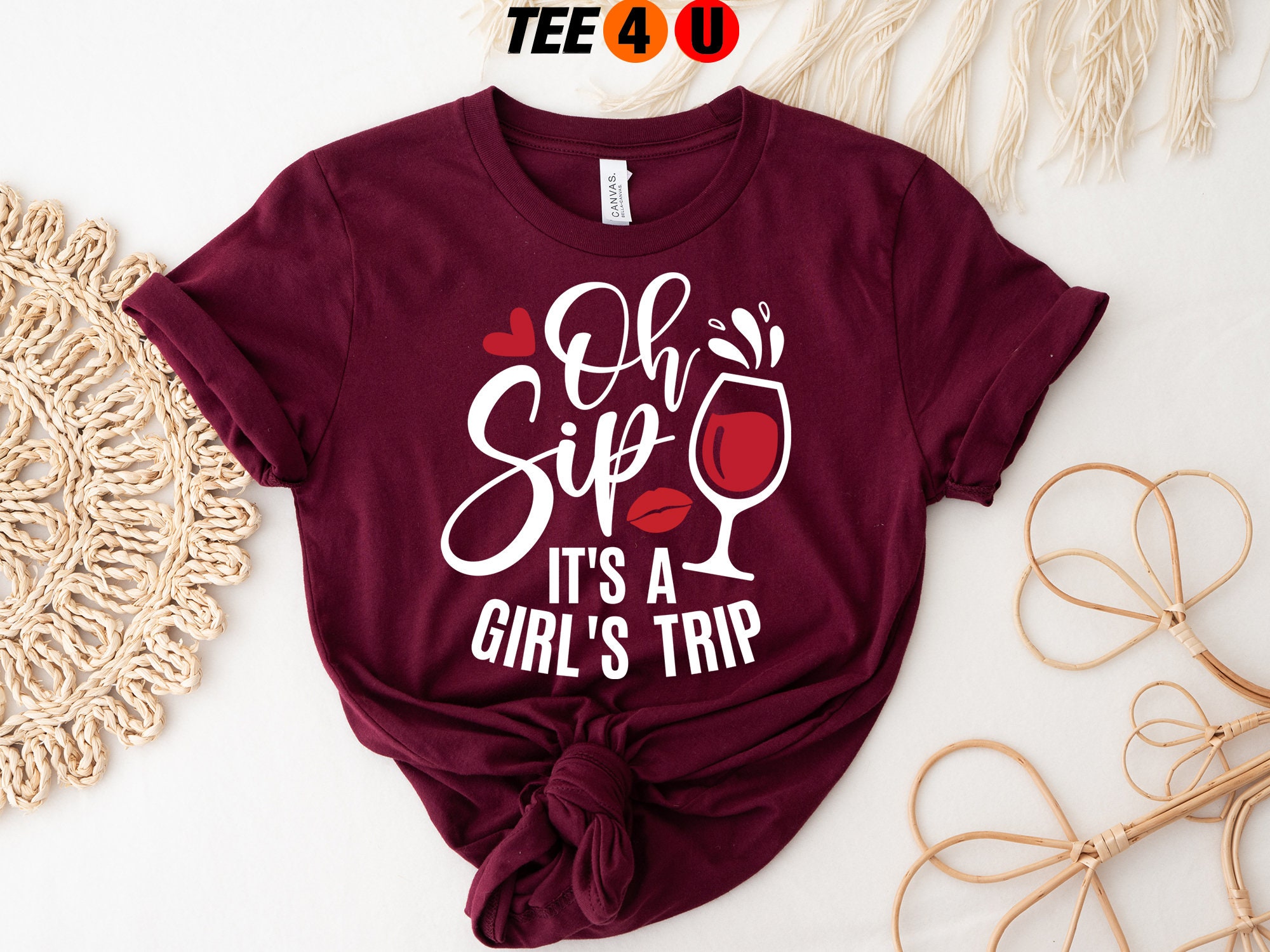 Oh Sip Its A Girls Trip Ladies Group Vacation T Shirts - Etsy Canada