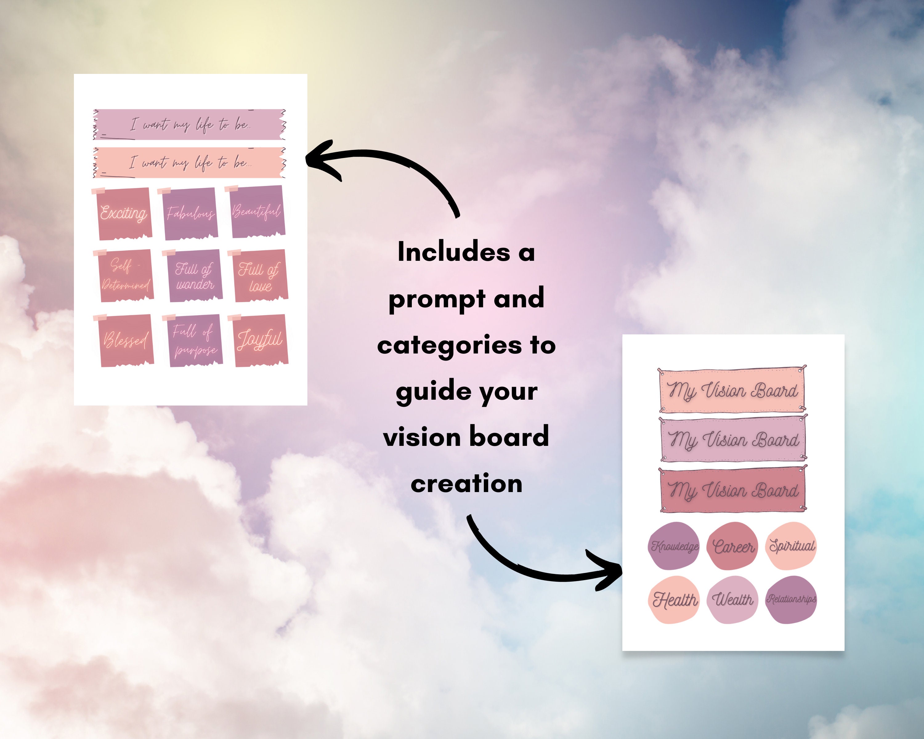 Vision Board Printables | Goal Planner | Mood Board | A4 and US Letter ...