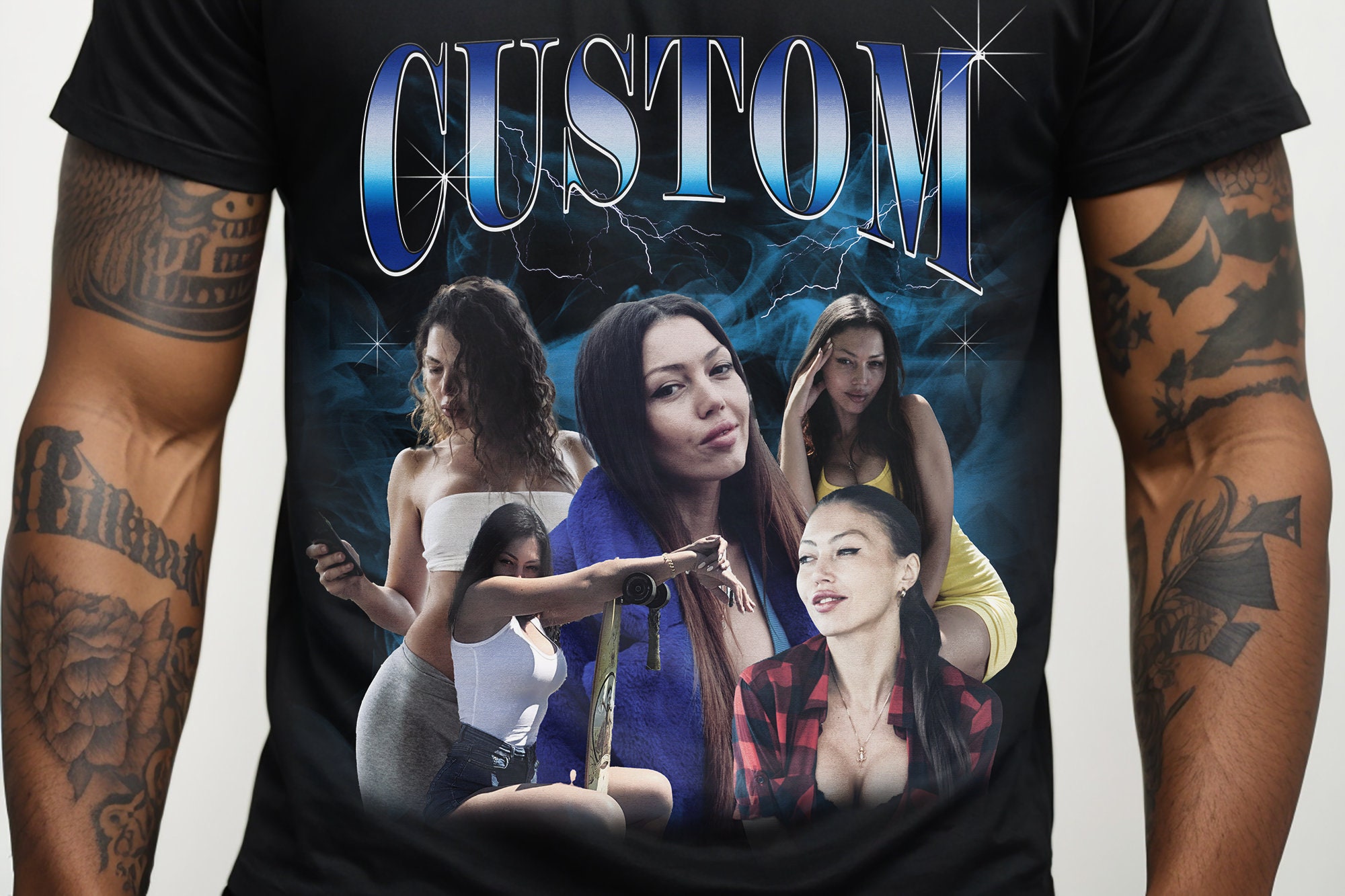 Custom Bootleg 90s Rap Tee, Custom Photo Shirt Insert Your Design ...