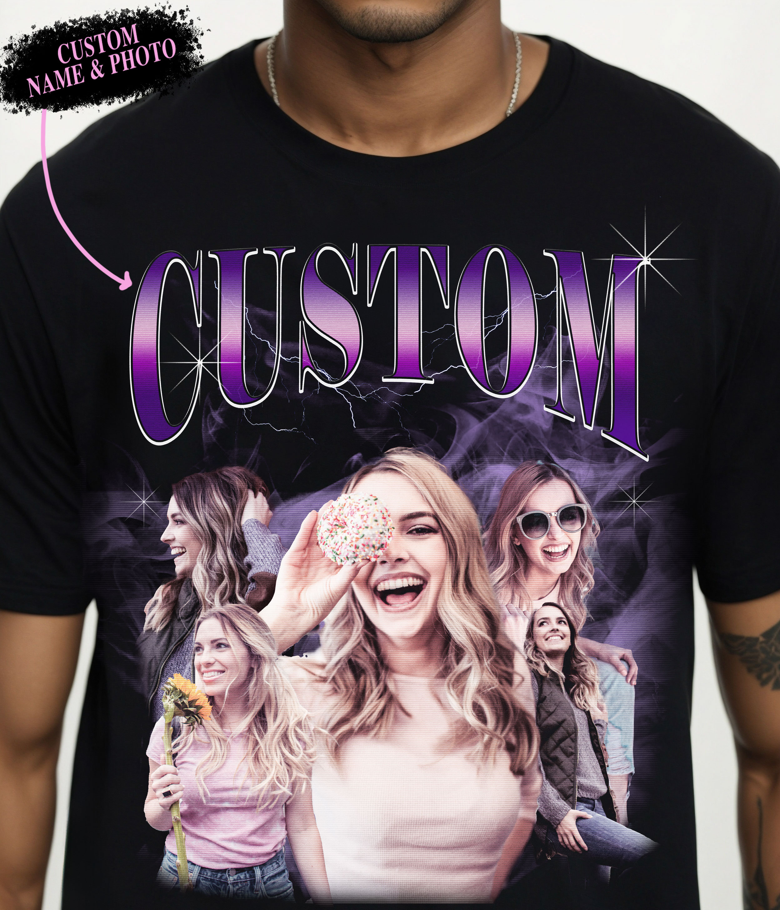 Custom Bootleg 90s Rap Tee, Custom Photo Shirt Insert Your Design ...