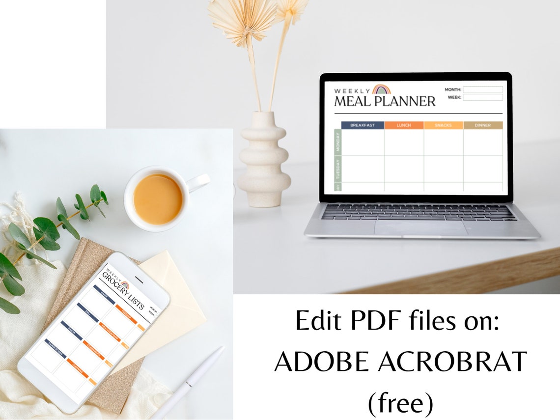 Editable Weekly Meal Planner Grocery List Printable Grocery - Etsy