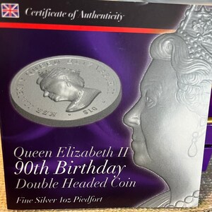 Queen Elizabeth Ll 90th Birthday Double Headed Silver .999 Coin - Etsy