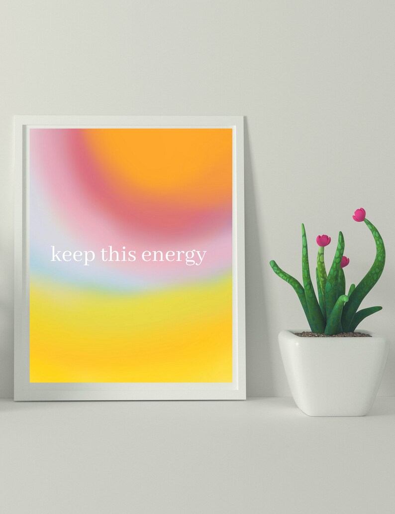 Keep This Energy Aura Poster, Retro Gradient Poster, Affirmation ...