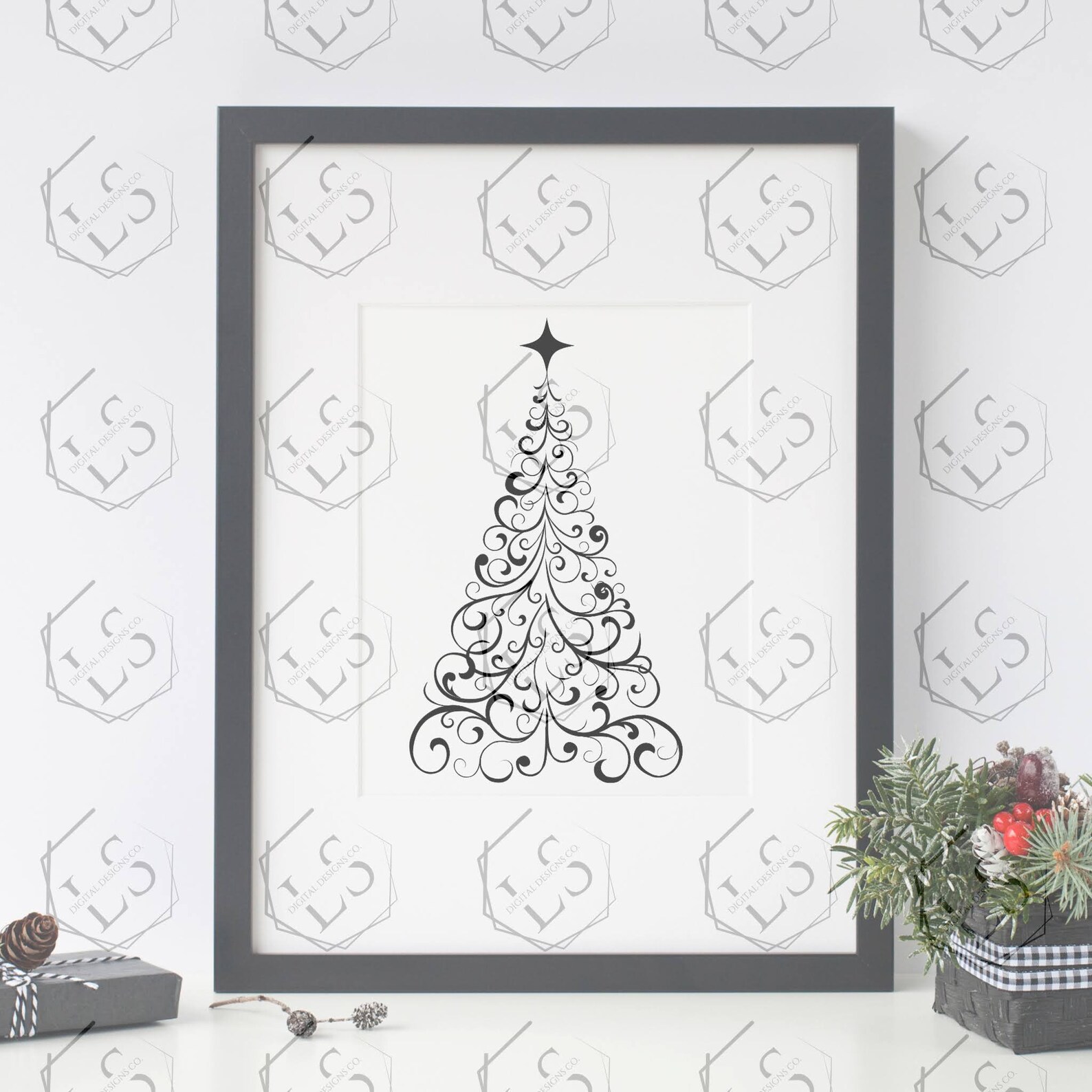 Decorative Swirl Christmas Tree Svg, Christmas Tree Svg, Christmas Tree ...