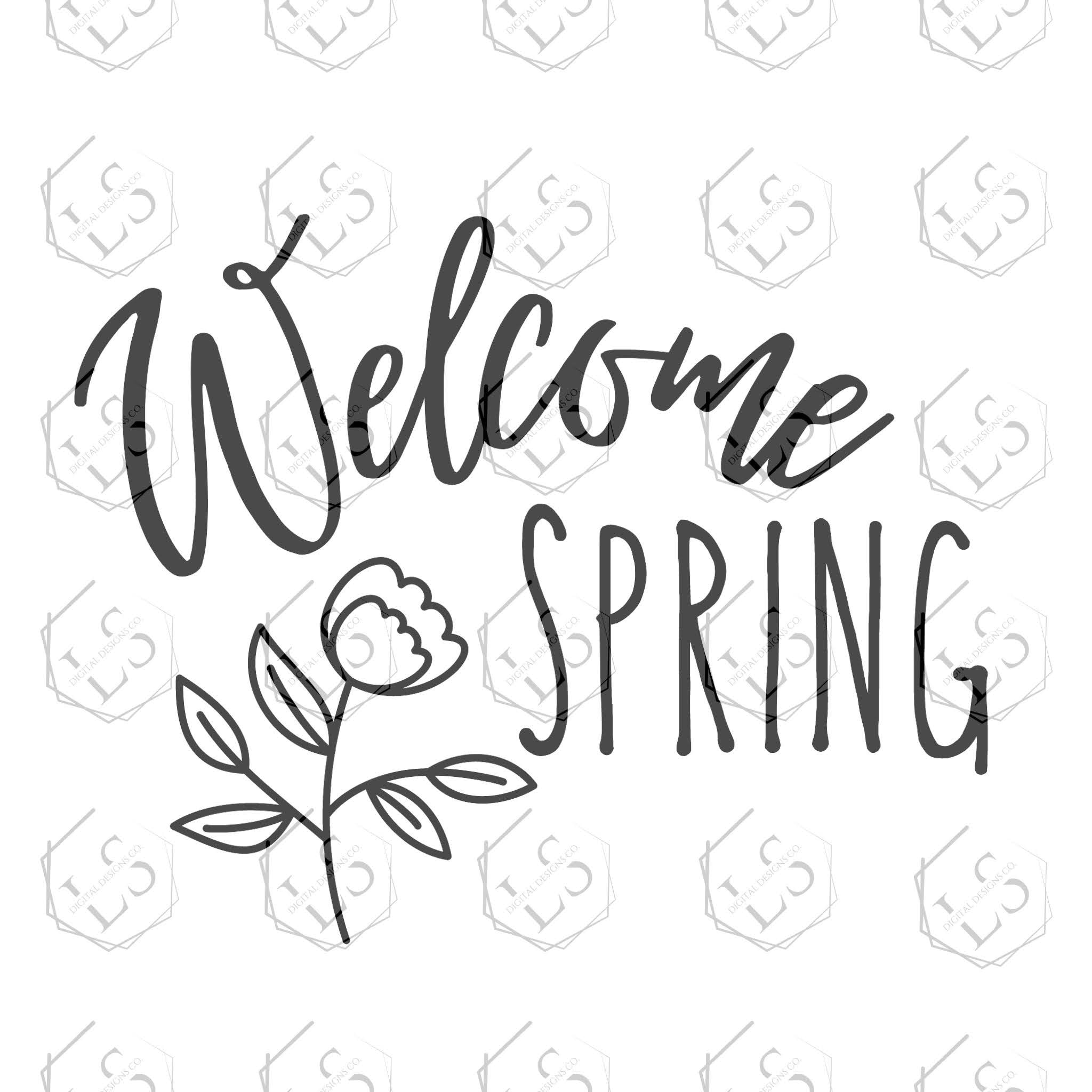 Welcome Spring Svg, Springtime With Flower Svg Cut File for Cricut and ...