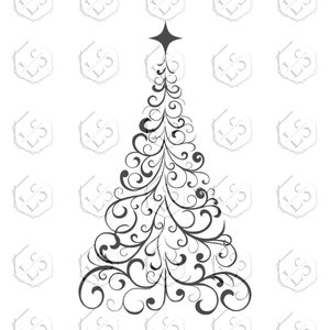 Decorative Swirl Christmas Tree Svg, Christmas Tree Svg, Christmas Tree ...