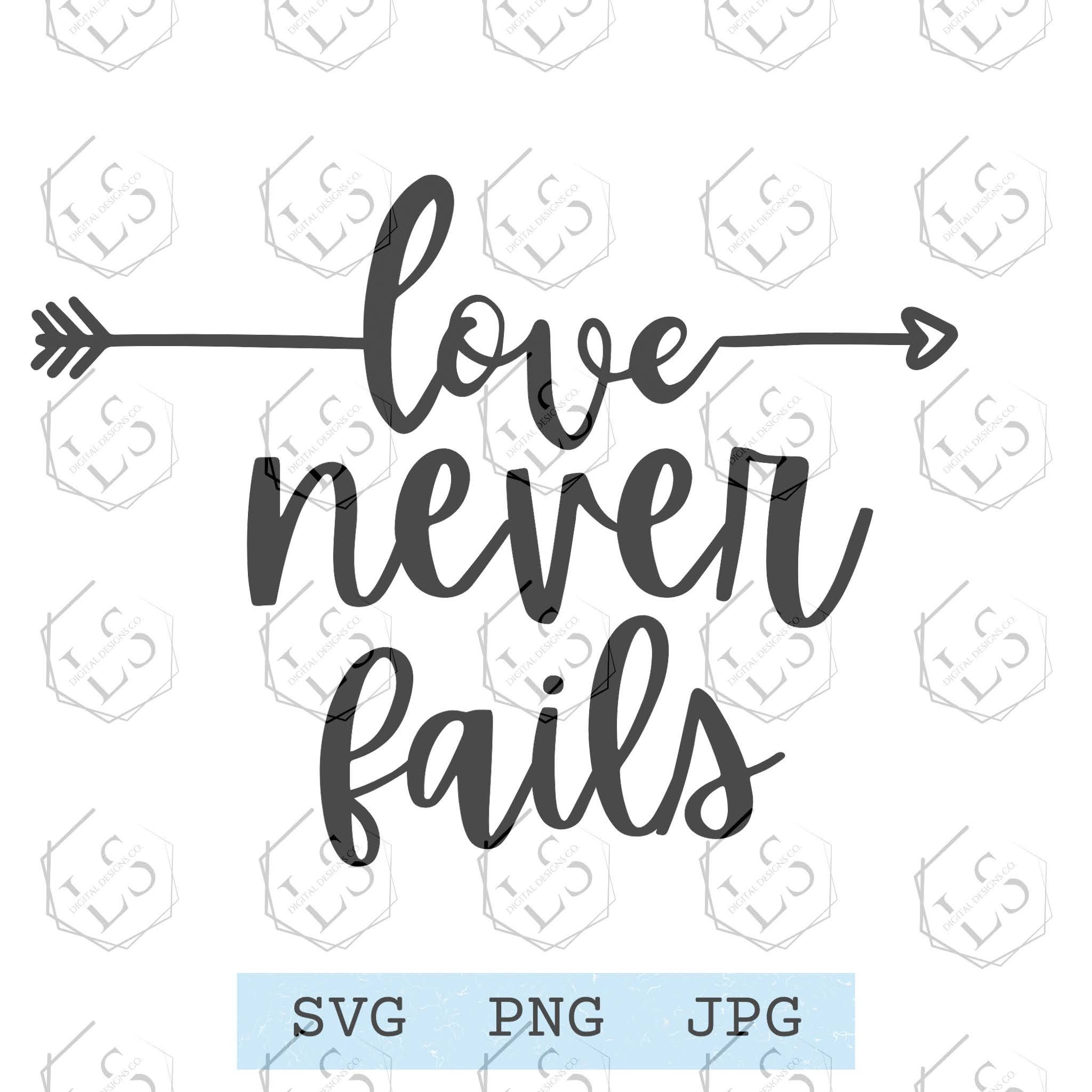 Love Never Fails Svg Cut File for Cricut and Silhouette - Etsy