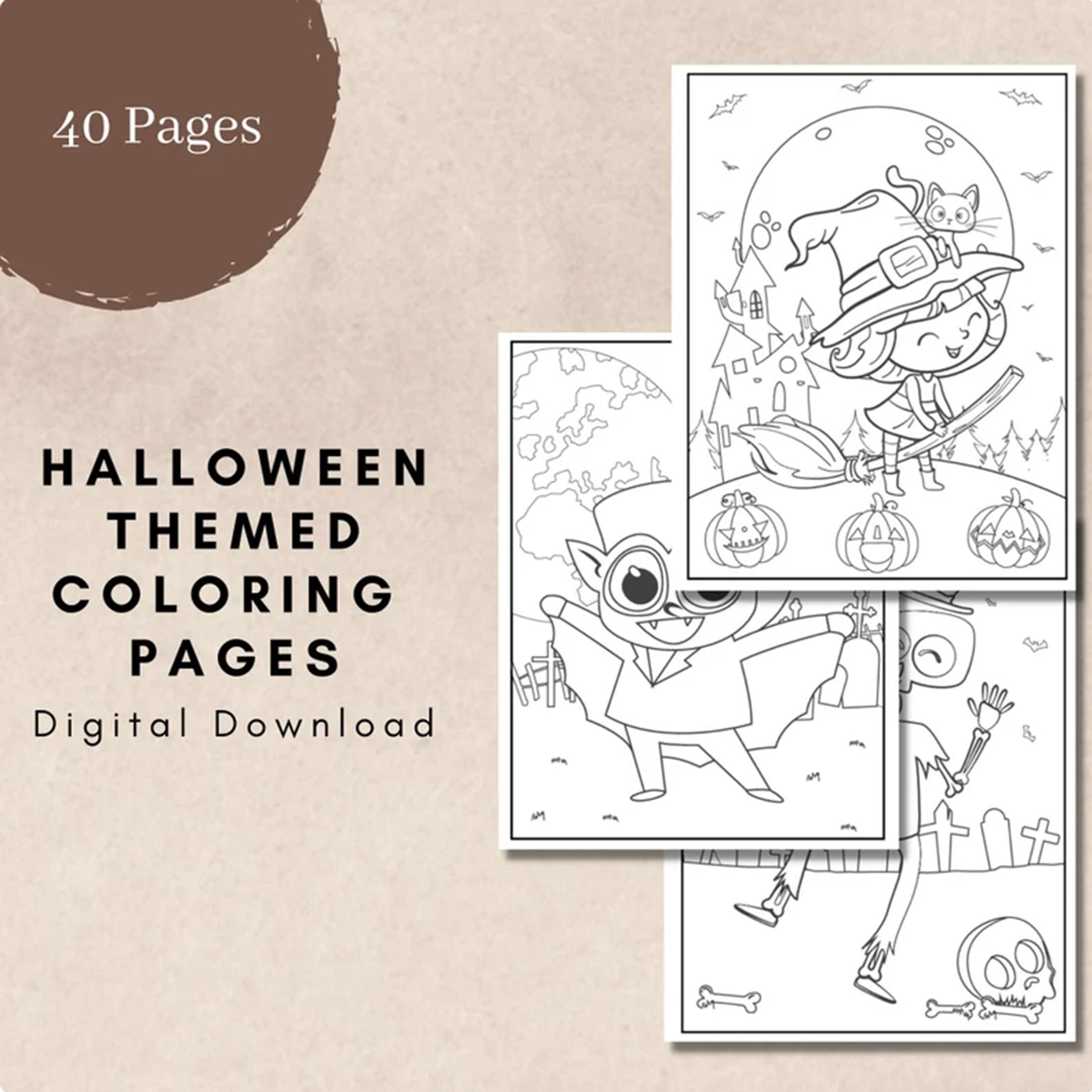 Digital Download Halloween Themed Coloring Book PDF - Etsy