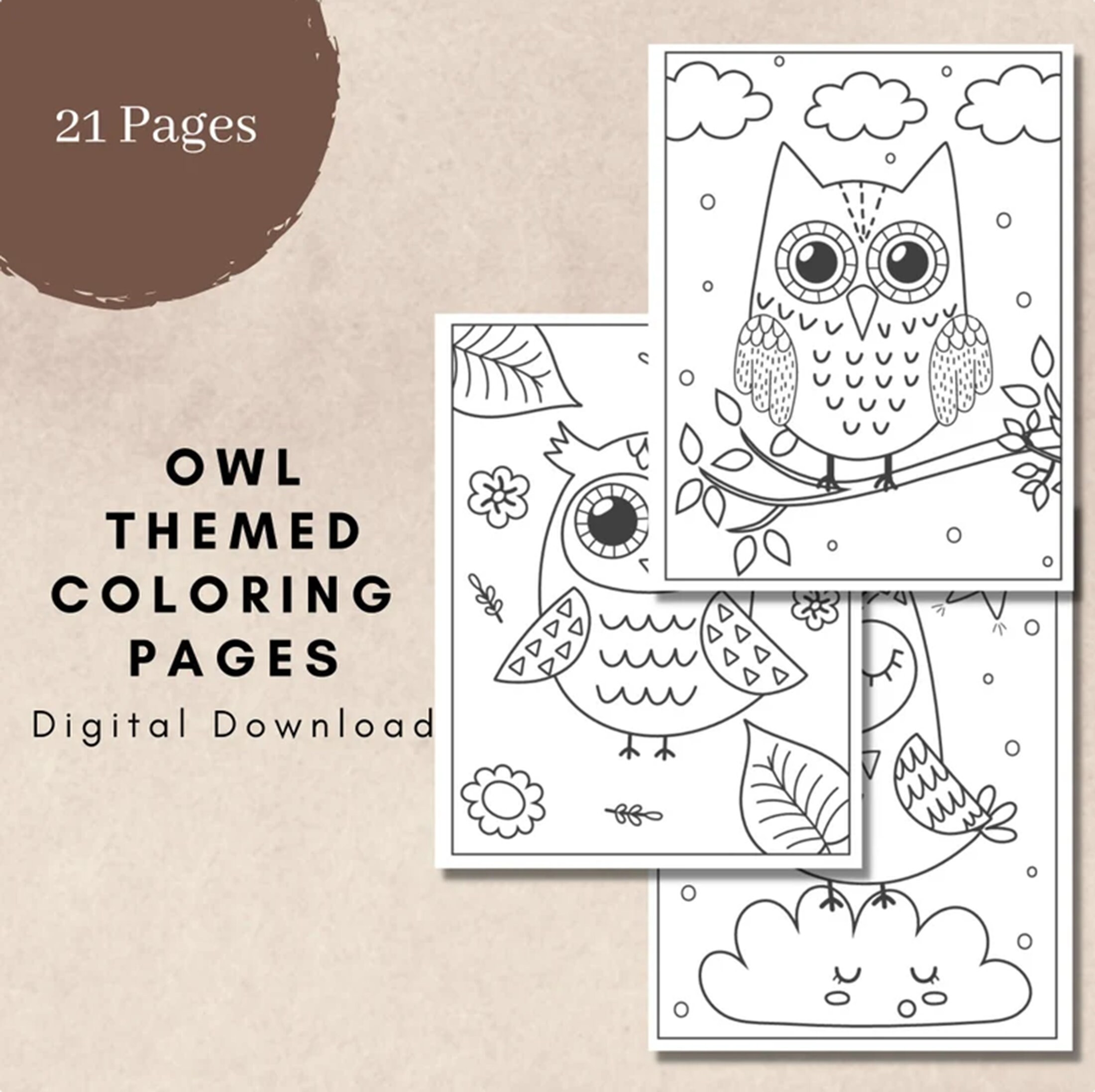 Digital Download, Owl Themed Coloring Book, PDF Printable Pages - Etsy