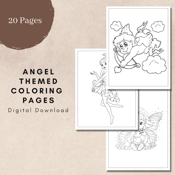 Angel Themed Coloring Book PDF Printable Pages Digital - Etsy