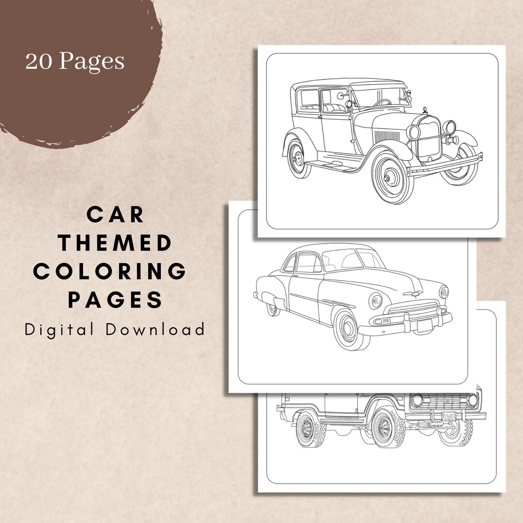 Digital Download, Car Themed Coloring Book, PDF Printable Pages - Etsy