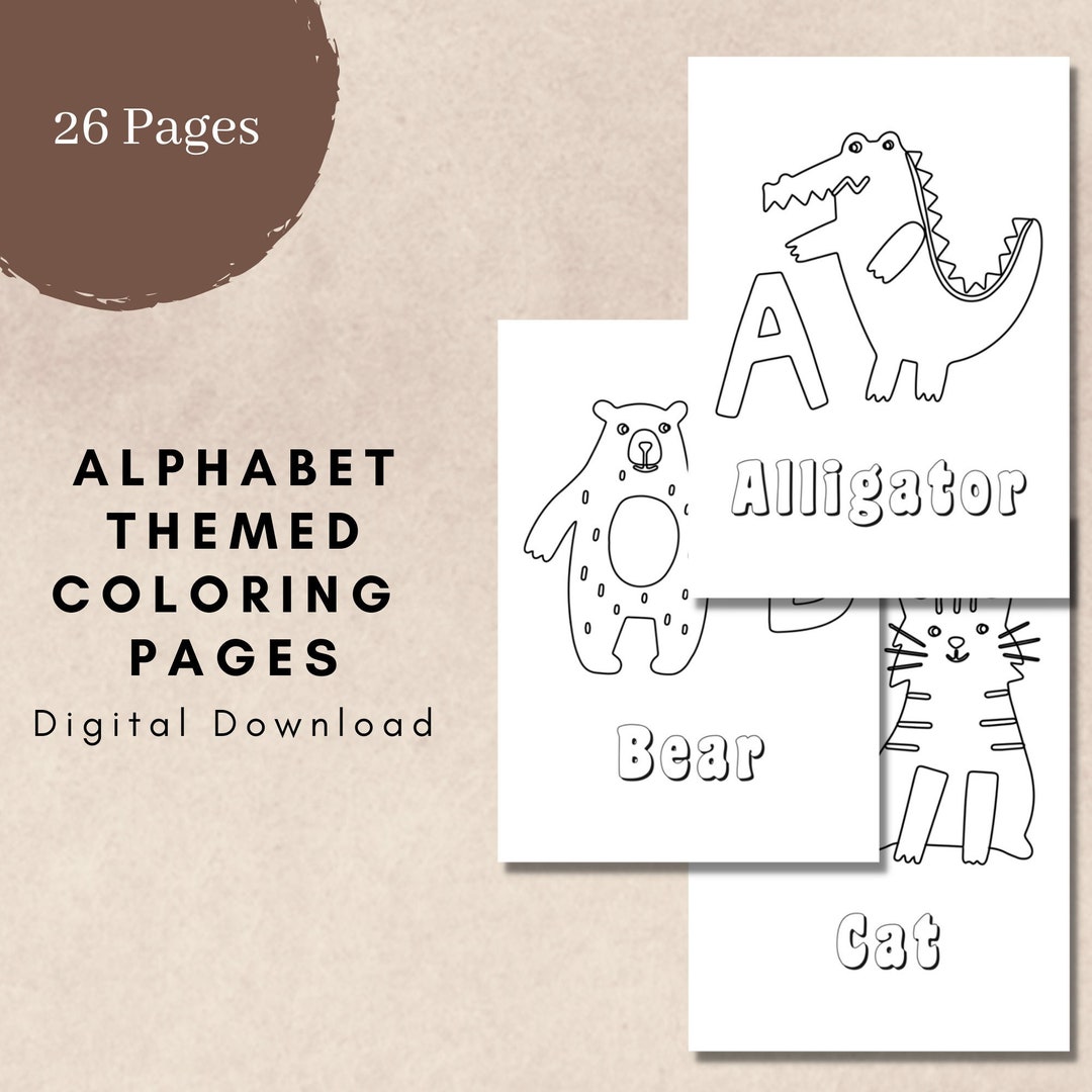 Digital Download, Alphabet Themed Coloring Book. PDF Printable Pages - Etsy
