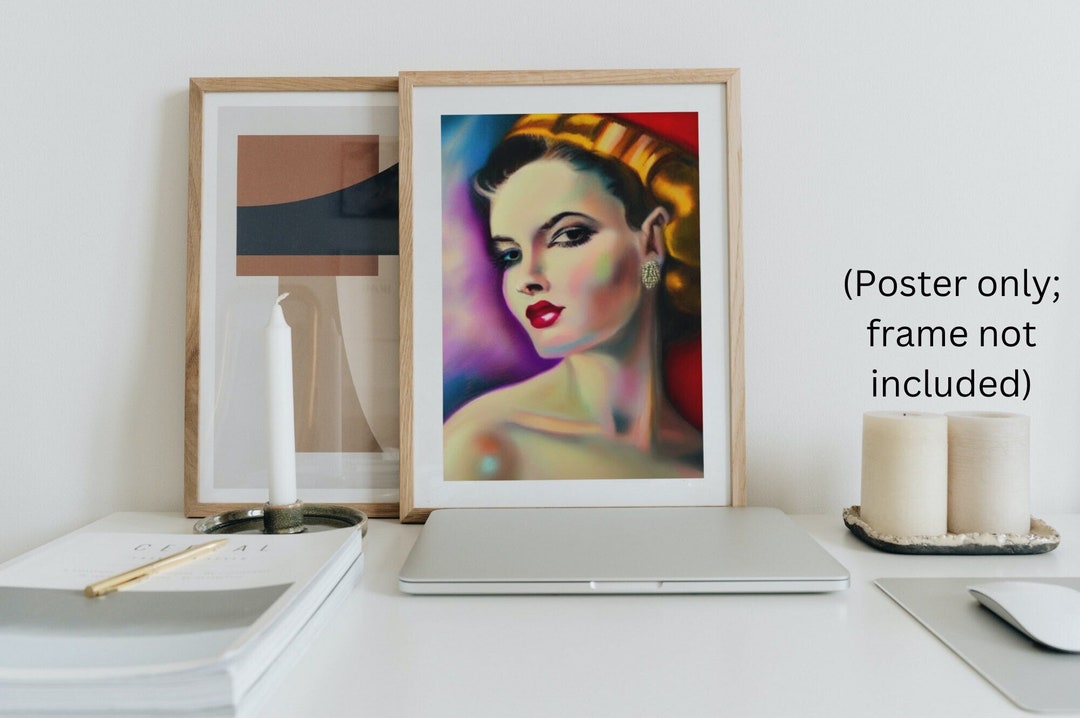 Retro 1940s Glamorous Woman Portrait Technicolor Mid-century Modern ...