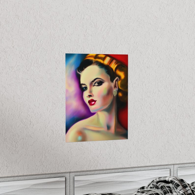 Retro 1940’s Glamorous Woman Portrait Technicolor Mid-century Modern ...