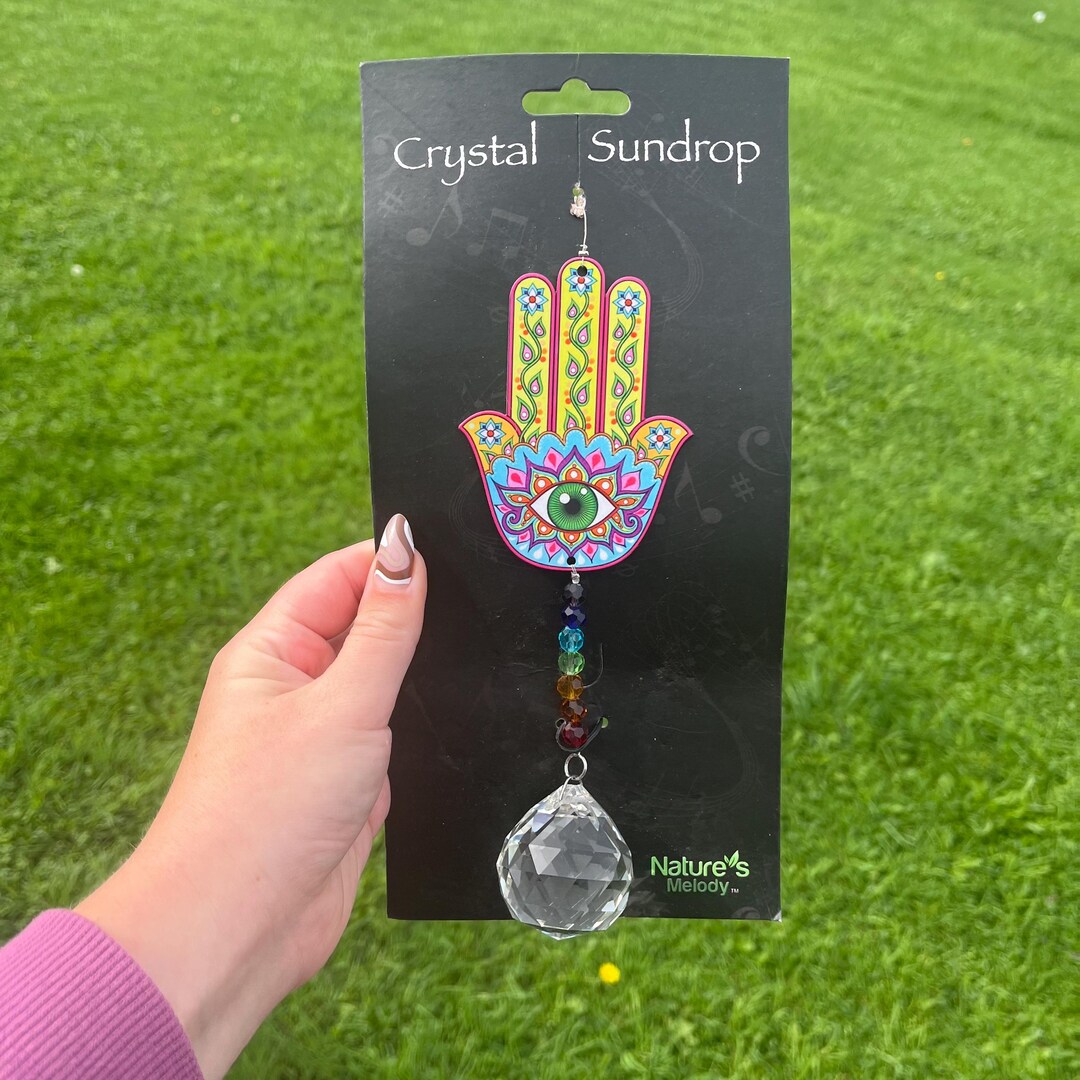 Hamsa Evil Eye Suncatcher | Evil Eye Catcher | Crystal Sun Catchers | Hamsa Pendulum | Witchy ...