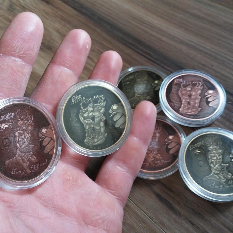 Merry Yiffmas Naughty/nice NSFW Furry Coin - Etsy