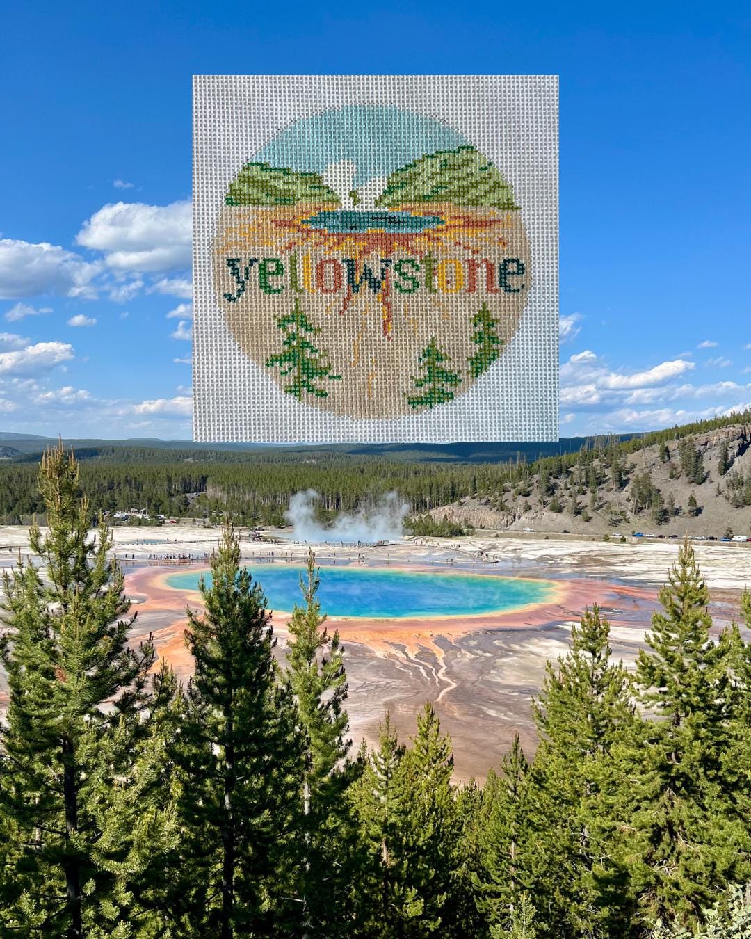 Yellowstone National Park | Hand Painted Needlepoint Canvas 18 Mesh 4 ...
