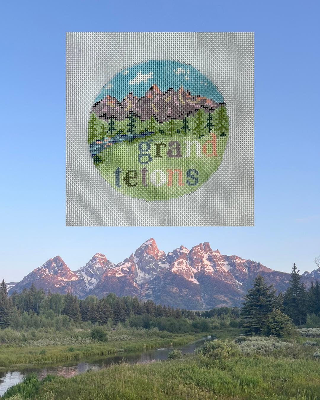 Grand Tetons National Park | Hand Painted Needlepoint Canvas 18 Mesh 4 ...