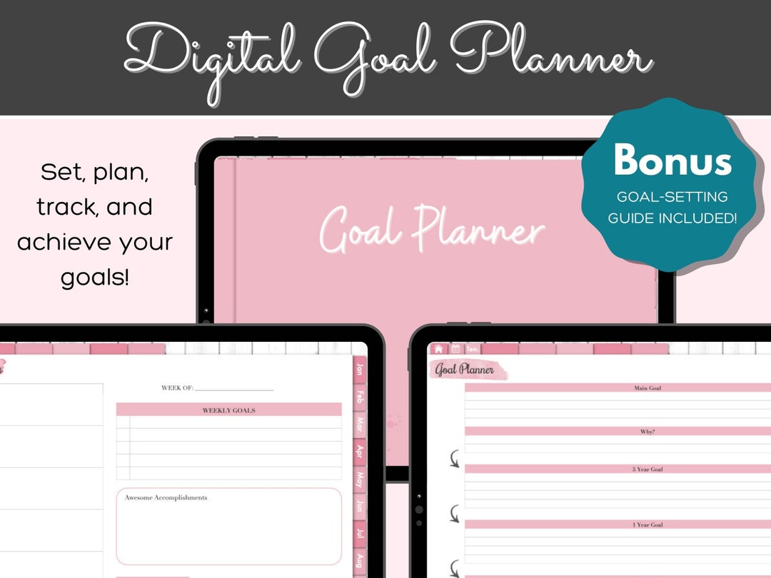 Pretty Pink Goal Setting Digital Planner | Goodnotes Planner | Goal ...