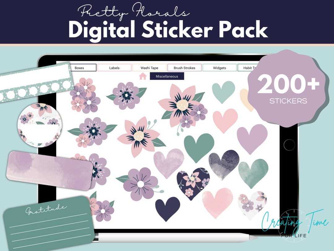 Pretty Florals Digital Stickers for Goodnotes Digital Planning ...
