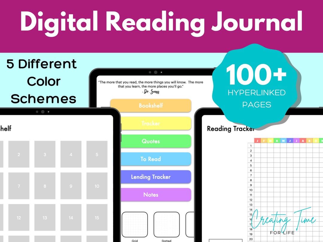 Digital Book Log | Reading Journal | Digital Reading Planner | 100 ...
